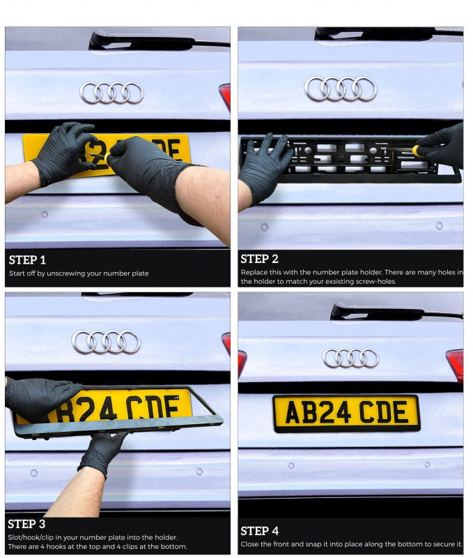 Hinged Number Plate Holder | Black